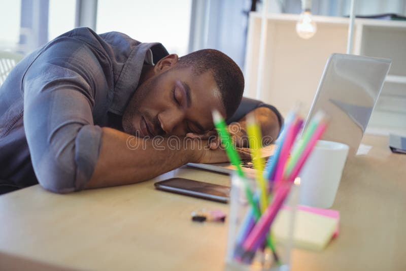 Tired Businessman Napping in Office Stock Photo - Image of napping ...