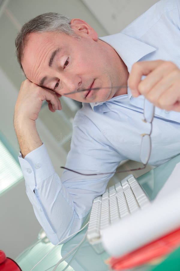 Tired Businessman in Office Stock Image - Image of occupation ...