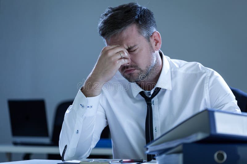 Tired Businessman in the Office Stock Image - Image of divorce ...