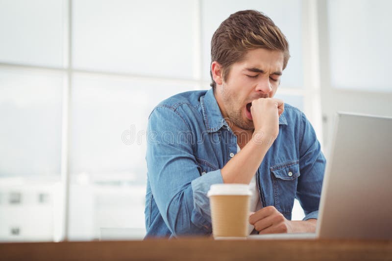 Tired Businessman Sitting at Desk Stock Image - Image of angle, indoors ...