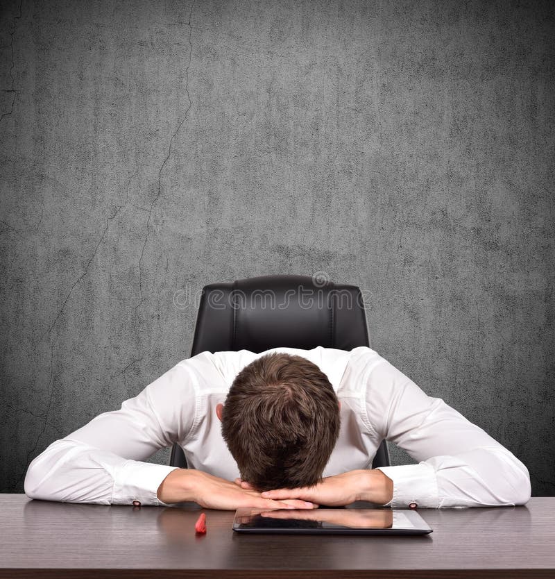 Tired businessman stock photo. Image of career, wall - 64064182