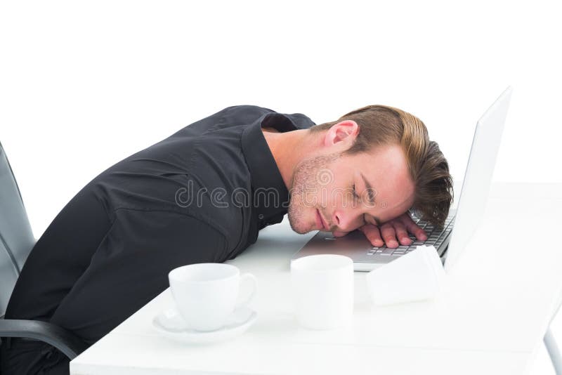 Tired man on his laptop stock image. Image of casual - 21983745
