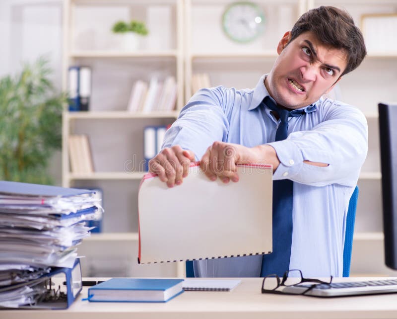 Tired Businessman with Too Much Paperwork Stock Image - Image of ...
