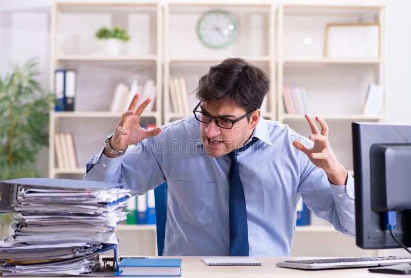 Tired Businessman with Too Much Paperwork Stock Image - Image of ...