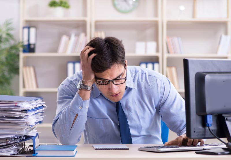 Tired Businessman with Too Much Paperwork Stock Photo - Image of ...