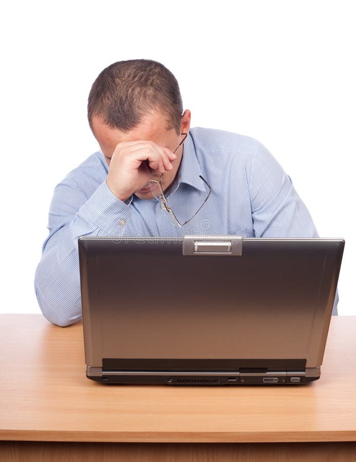 Tired Businessman Suffering Work Stress Wasted Worried Busy in Office ...