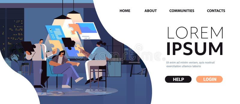 Tired Businesspeople Team Putting Puzzle Pieces Together Problem ...