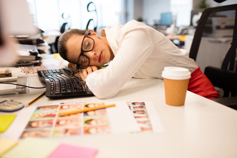 Tired Businesswoman Napping in Creative Office Stock Photo - Image of ...