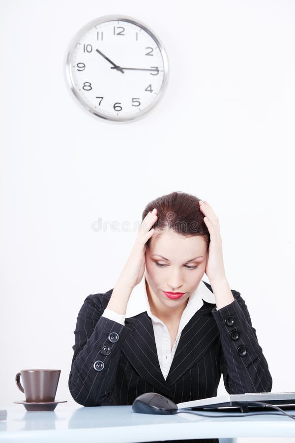 Tired Businesswoman in the Office. Stock Image - Image of female ...