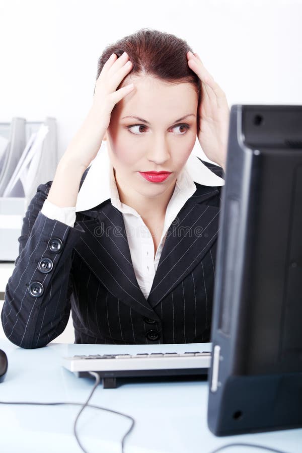 Sad Business Woman in Office Stock Image - Image of depressed ...