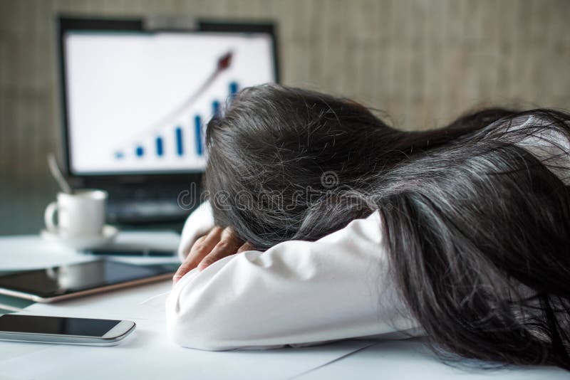 Tired Businesswoman Sleeping in Office Stock Photo - Image of ...