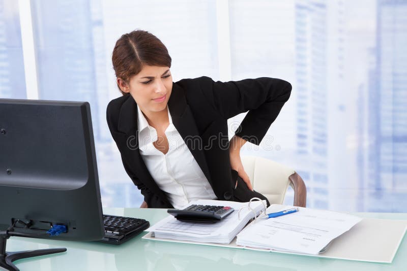 Tired Businesswoman Suffering from Backache Stock Photo - Image of desk ... Tired Businesswoman Suffering from Backache Stock Photo - Image of desk ...