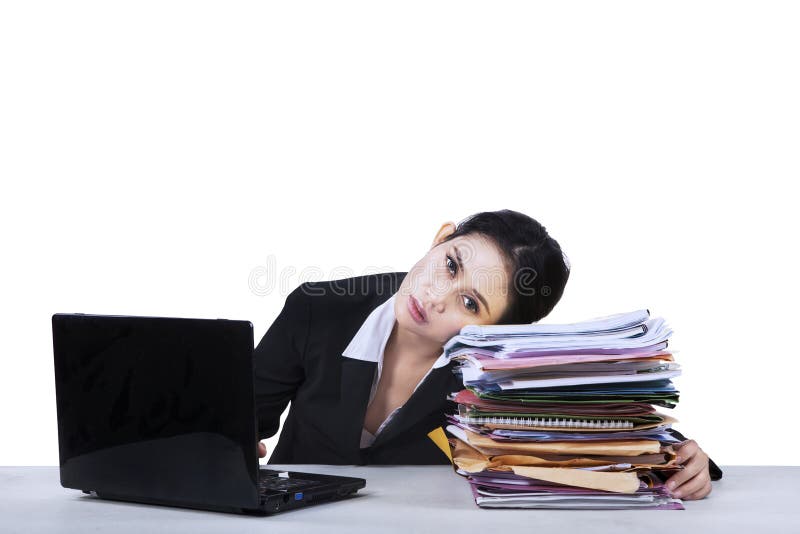 Tired Businesswoman Take a Rest Stock Photo - Image of financial, debt ...