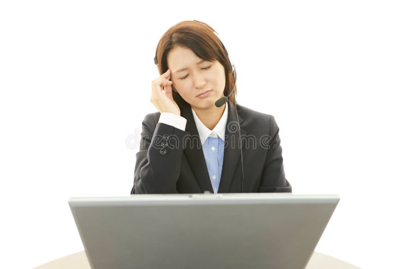Tired call center operator stock photo. Image of frustration - 37436768
