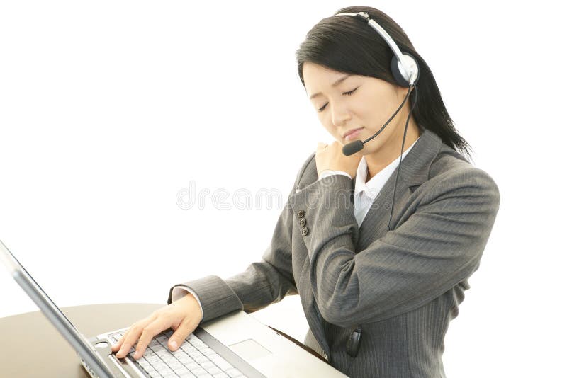 Tired call center operator stock photo. Image of agent - 37488604