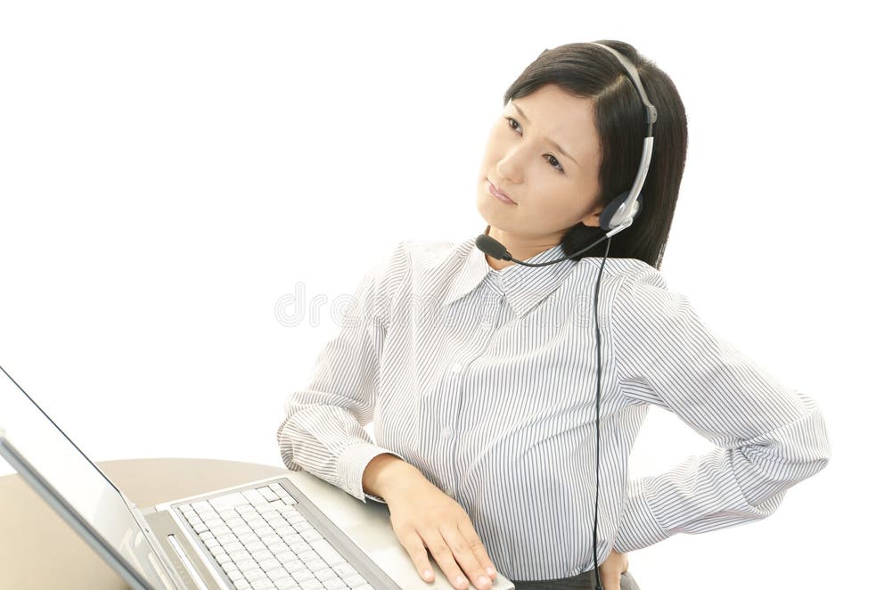 Tired call center operator stock photo. Image of frustration - 37436768