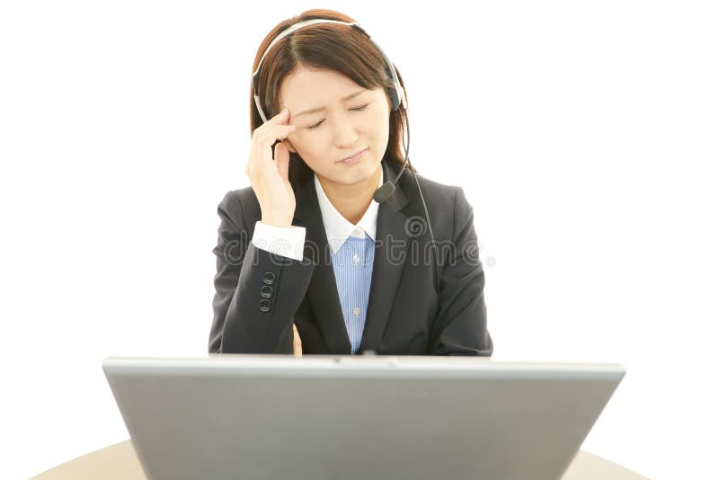 Tired call center operator stock photo. Image of frustration - 37436768