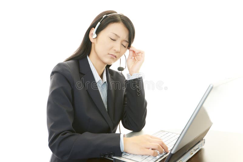 Tired call center operator stock image. Image of office - 39457403