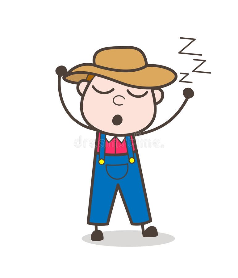 Tired Cartoon Farmer Sleeping Vector Expression Stock Illustration ...