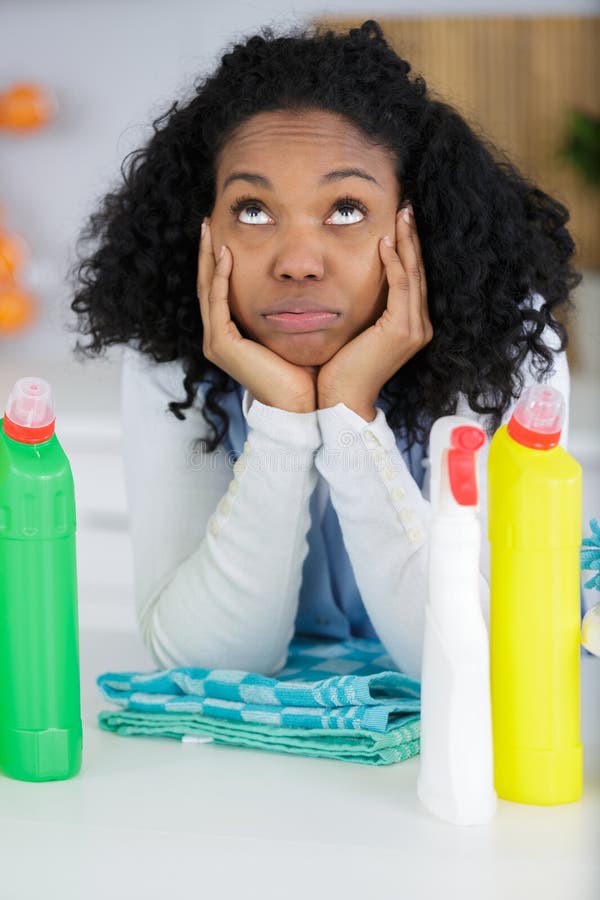 Tired Cleaning lady stock image. Image of tool, tired, cleaner - 168697