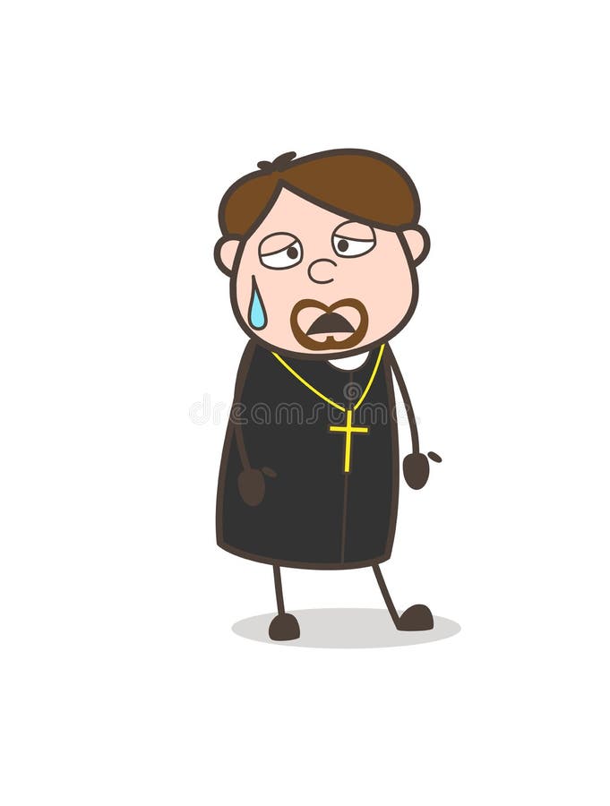 Tired Comic Priest Face Vector Stock Illustration - Illustration of ...