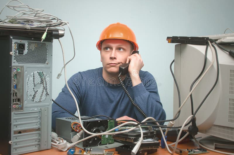 Computer Technician Specialist. PC Repairman. Stock Photo - Image of ...