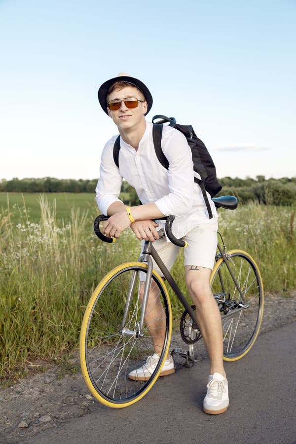 Tired and Contented Cyclist Posing Stock Image - Image of ride ...