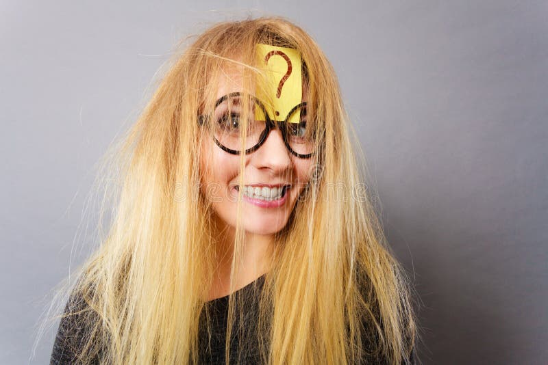Tired Crazy Woman after Intensive Thinking Stock Image - Image of hair ...
