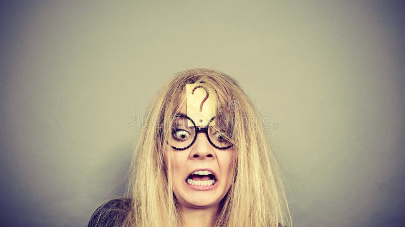Tired Crazy Woman after Intensive Thinking Stock Photo - Image of ...