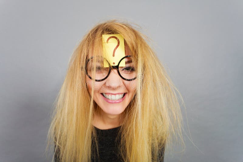 Tired Crazy Woman after Intensive Thinking Stock Image - Image of ...