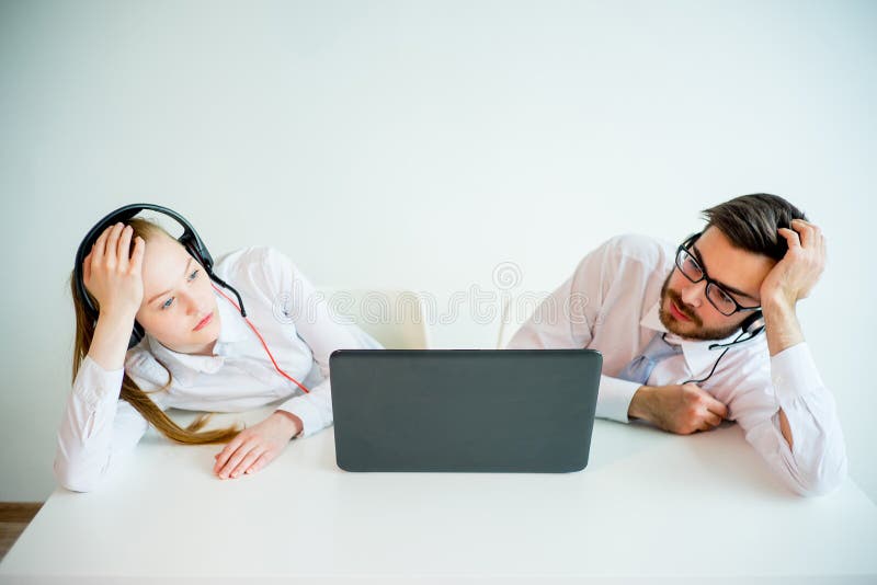 Tired Customer Service Agents Stock Photo - Image of centre, computer ...