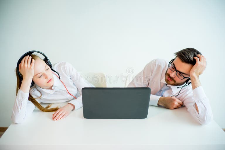 Tired Customer Service Agents Stock Photo - Image of center, callcenter ...