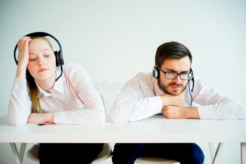 Tired Customer Service Representative. Stock Image - Image of customer ...