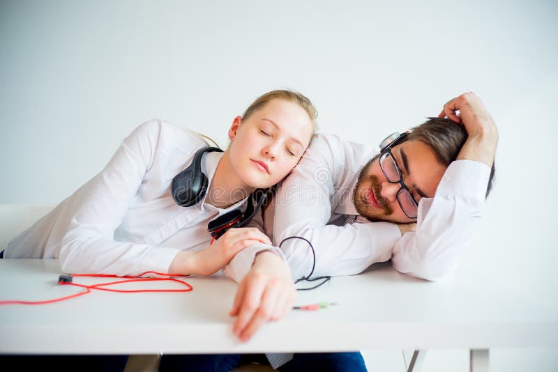 Tired Customer Service Agents Stock Photo - Image of operator, headset ...