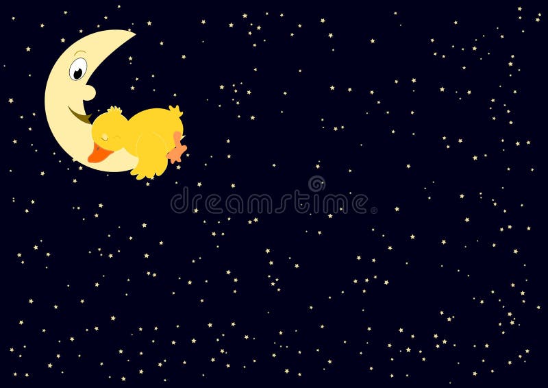 Cute Duck on the moon stock vector. Illustration of colors - 52352563