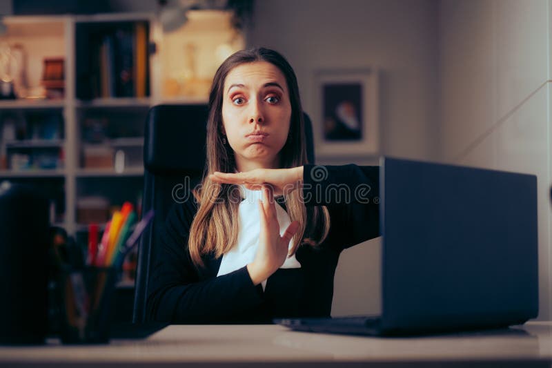 Office Worker Asking for a Time Out Break in Her Schedule Stock Image ...