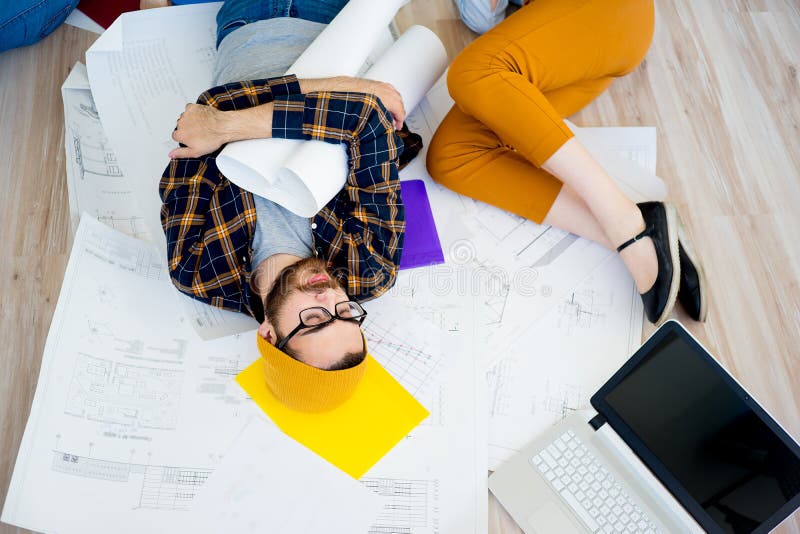 Tired employees sleeping stock image. Image of people - 97729843
