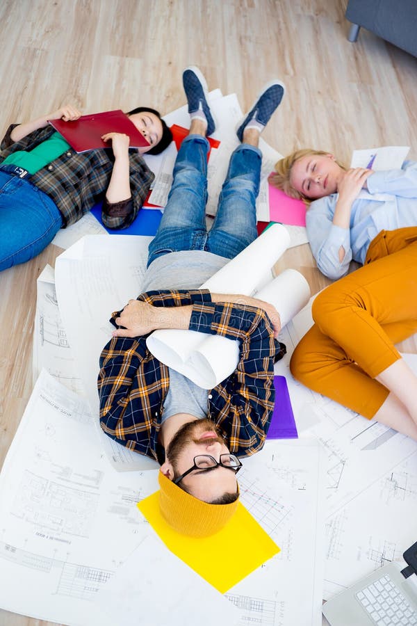 Tired employees sleeping stock photo. Image of computer - 97729954