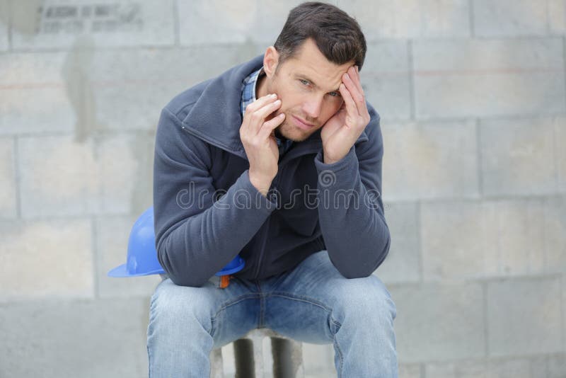 Tired engineer outdoors stock photo. Image of exhaustion - 174508288