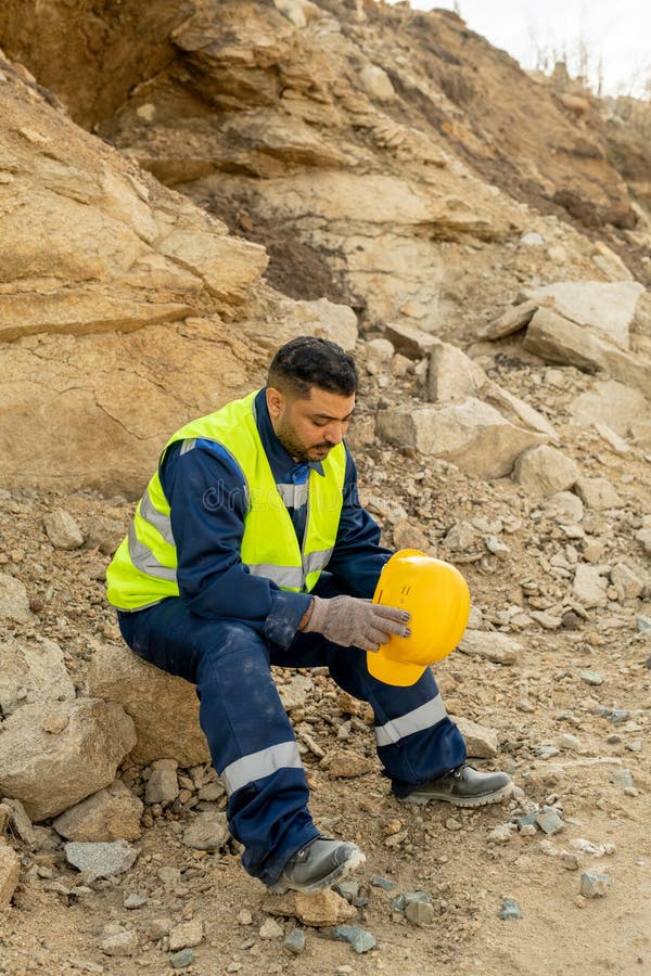 Tired Engineer In Uniform Having Rest At Break Stock Photo - Image of ...