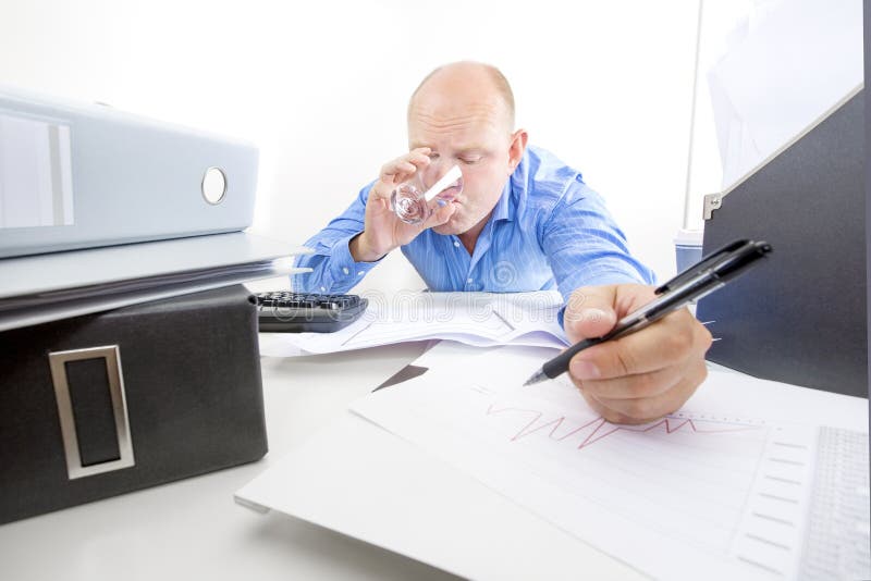 Tired and Exhausted Office Worker Stock Photo - Image of expression ...