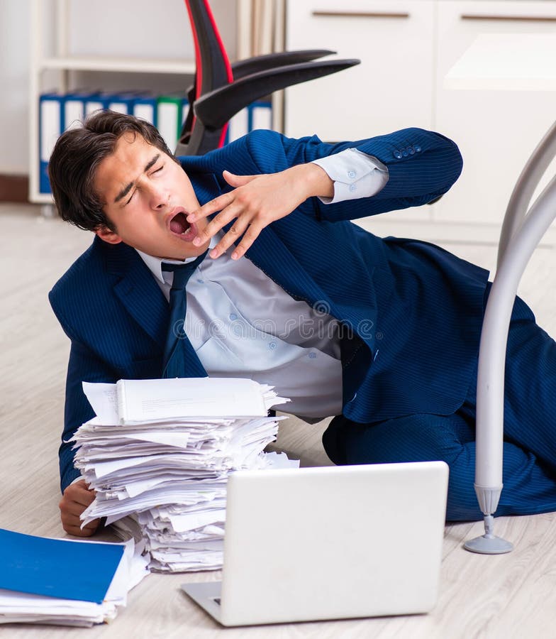 Tired Exhausted Businessman Working Overtime in Office Stock Image ...