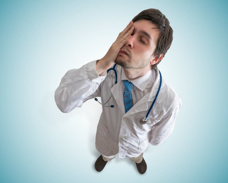 Tired and Exhausted Doctor. View from Top Stock Image - Image of ...