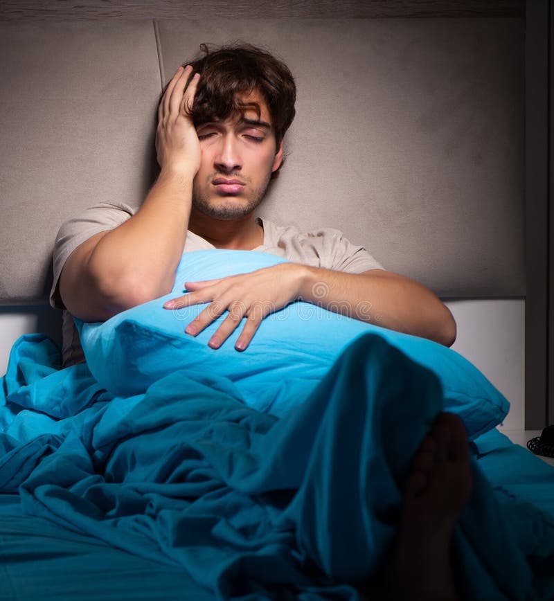 Tired Exhausted Man Sleeping in His Bed Stock Photo - Image of male ...