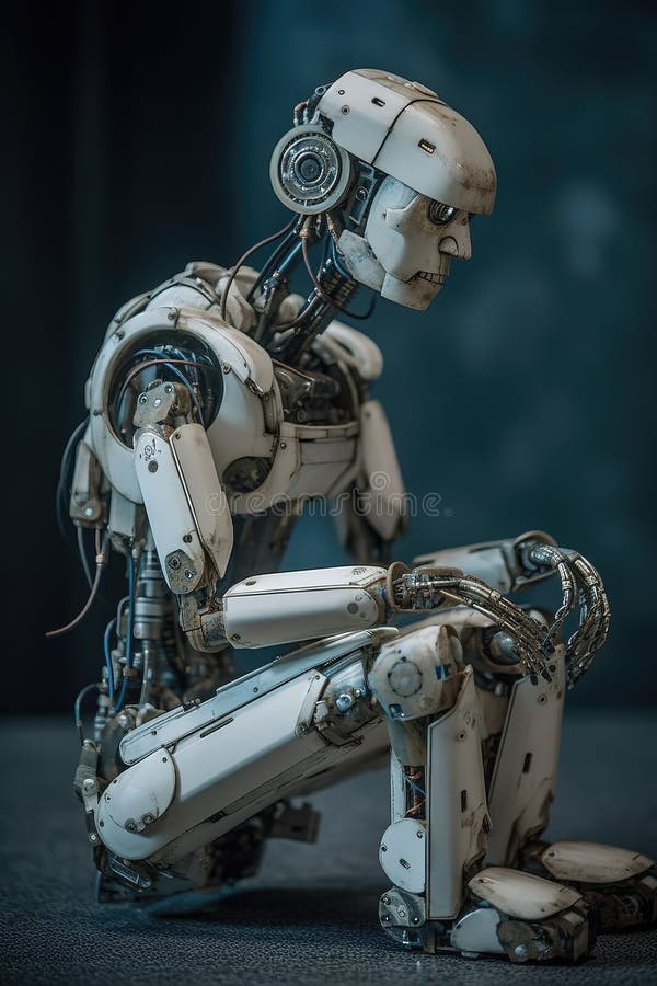 A Tired Exhausted and Sad Looking Robot, Teechnology is Broken ...