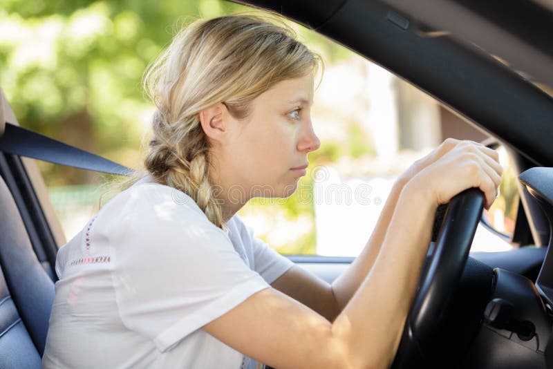 Tired Female Driver in Traffic Jams Stock Photo - Image of stressed ...