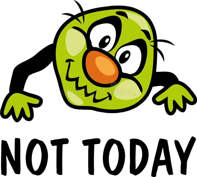 Tired Funny Little Man. Not Today Stock Vector - Illustration of face ...