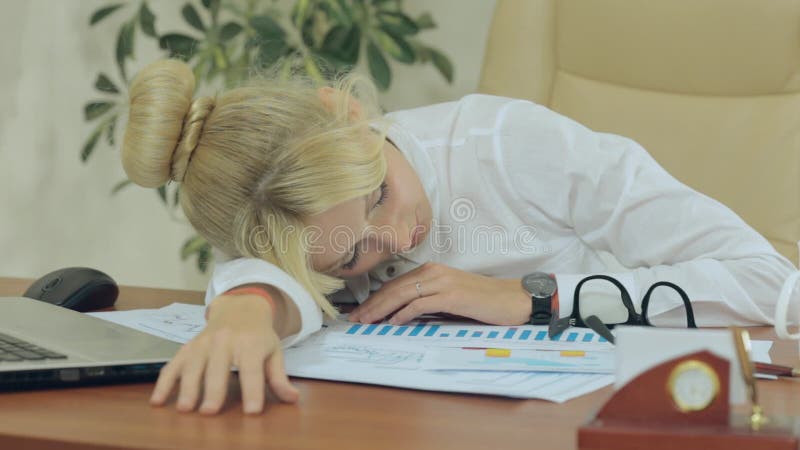 The Tired Girl Falls Face Down on the Bed. the Woman Falls into Bed and ...