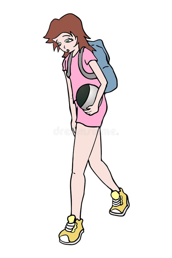 Tired girl walking stock vector. Illustration of hand - 77617813