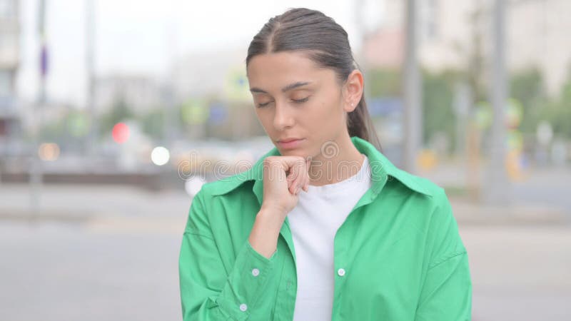 Tired Hispanic Woman Sleeping while Standing Outdoor Stock Photo ...